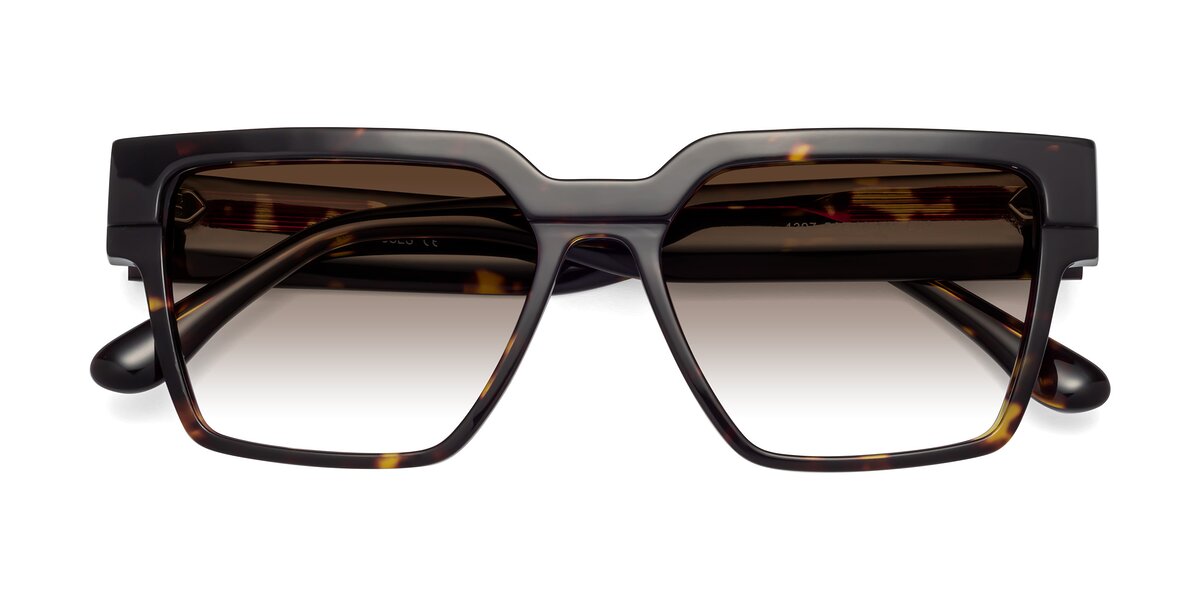 Black Oversized Lightweight Square Gradient Sunglasses with Gray ...