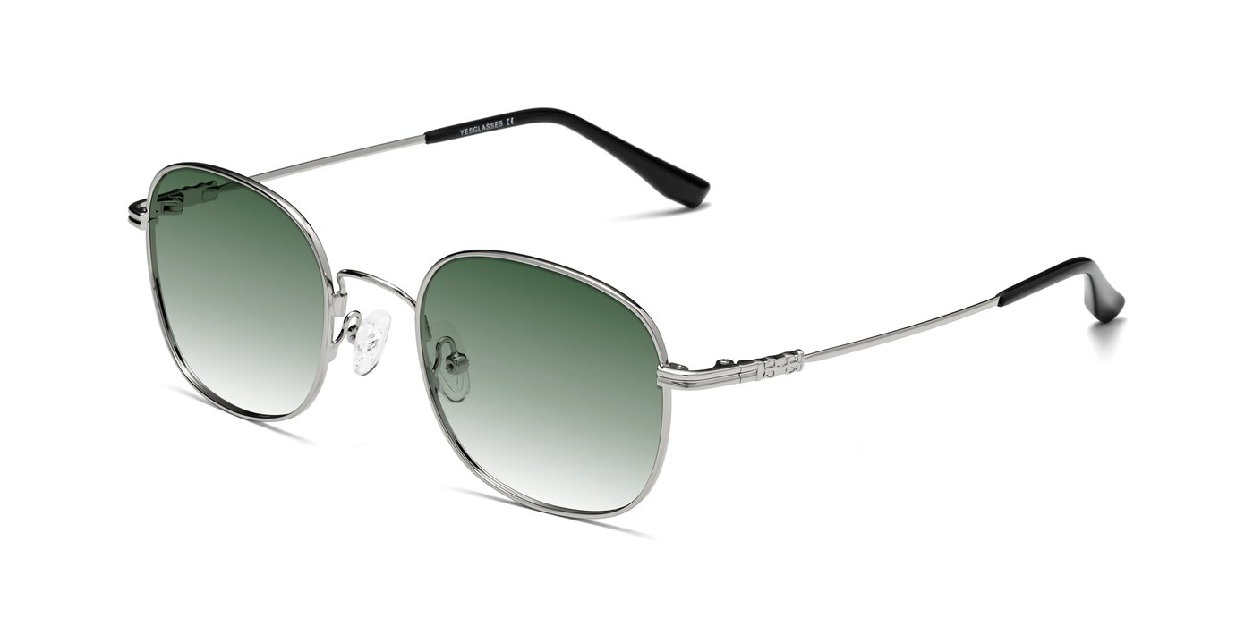 Silver Classic Flexible Metal Gradient Sunglasses with Green Sunwear ...