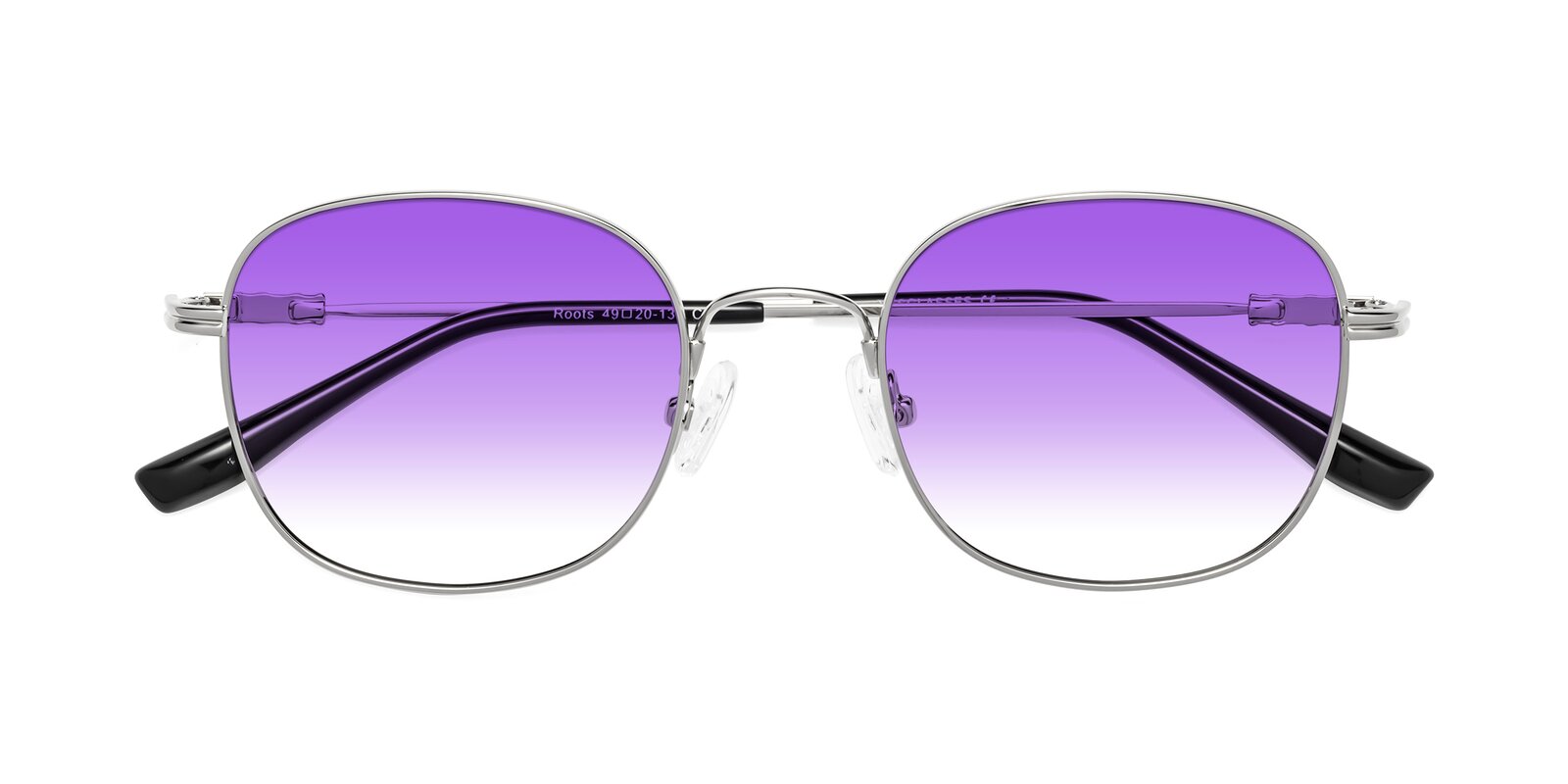 Silver Classic Flexible Metal Gradient Sunglasses with Purple Sunwear ...