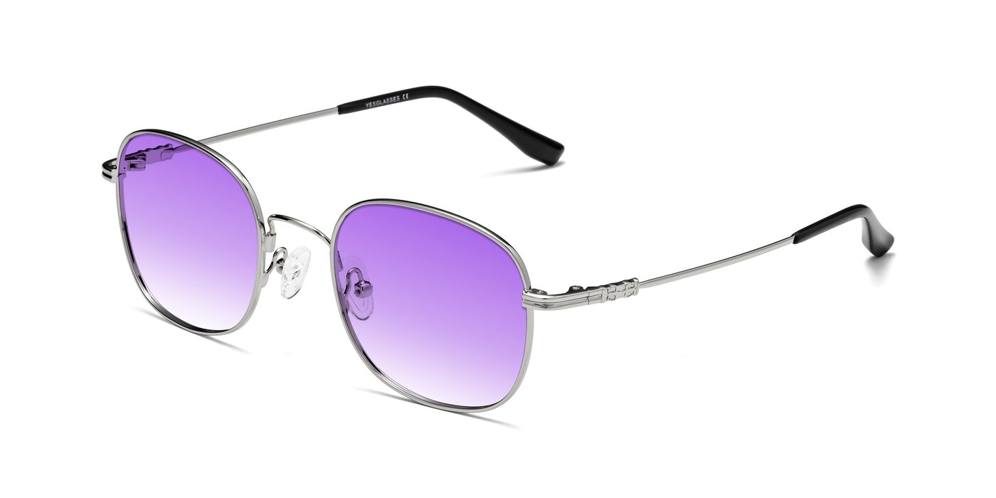 Silver Classic Flexible Metal Gradient Sunglasses with Purple Sunwear ...