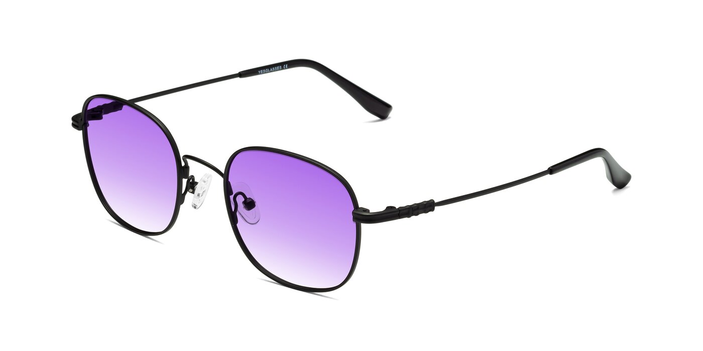 Black Classic Flexible Metal Gradient Sunglasses with Purple Sunwear ...