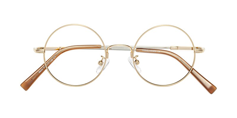 Caramel Retro-Vintage Keyhole Bridge Round Eyeglasses - 1542