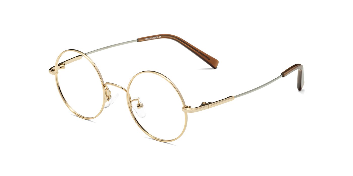 Gold Narrow Flexible Round Eyeglasses - Melo