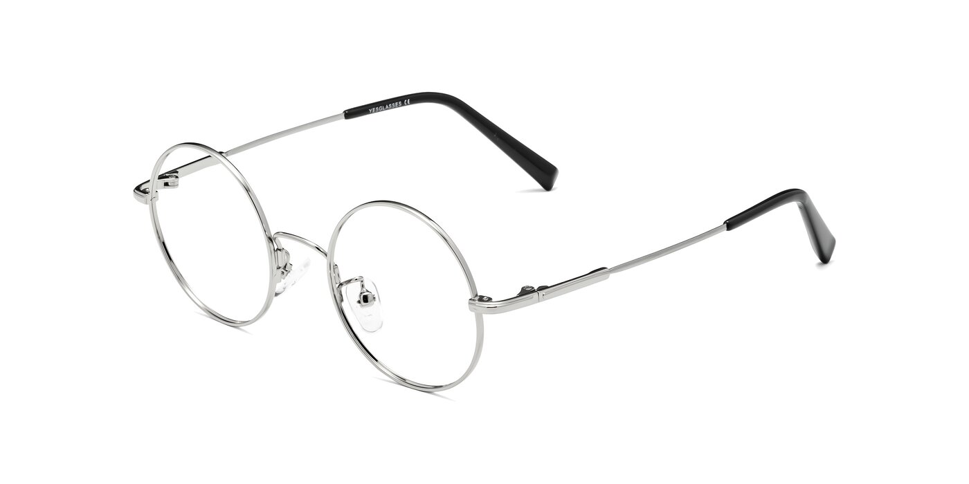 Silver Narrow Flexible Round Eyeglasses - Melo