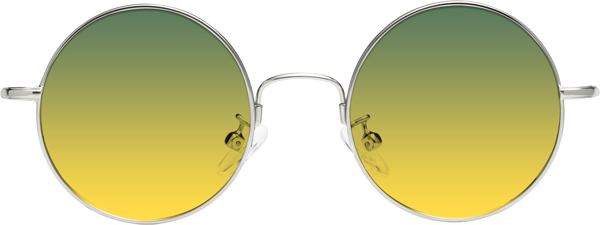 Silver Narrow Flexible Round Gradient Sunglasses with Green / Yellow ...