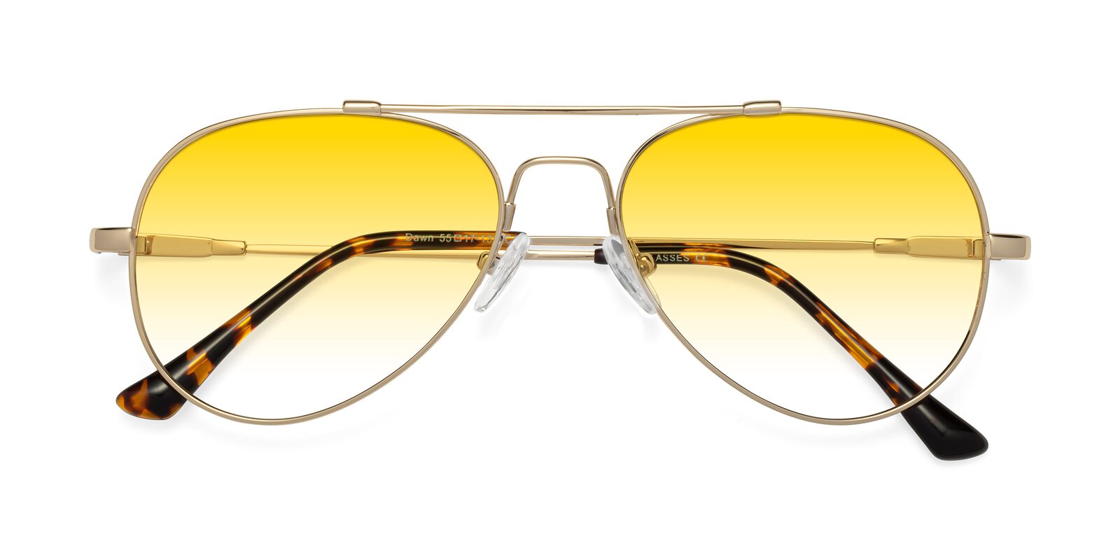 Gold Lightweight Flexible Aviator Gradient Sunglasses with Yellow ...