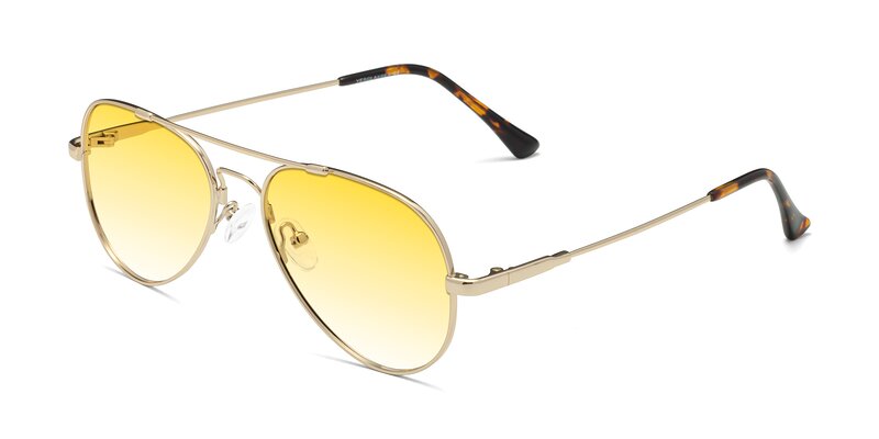 Gold Lightweight Flexible Aviator Gradient Sunglasses with Yellow ...