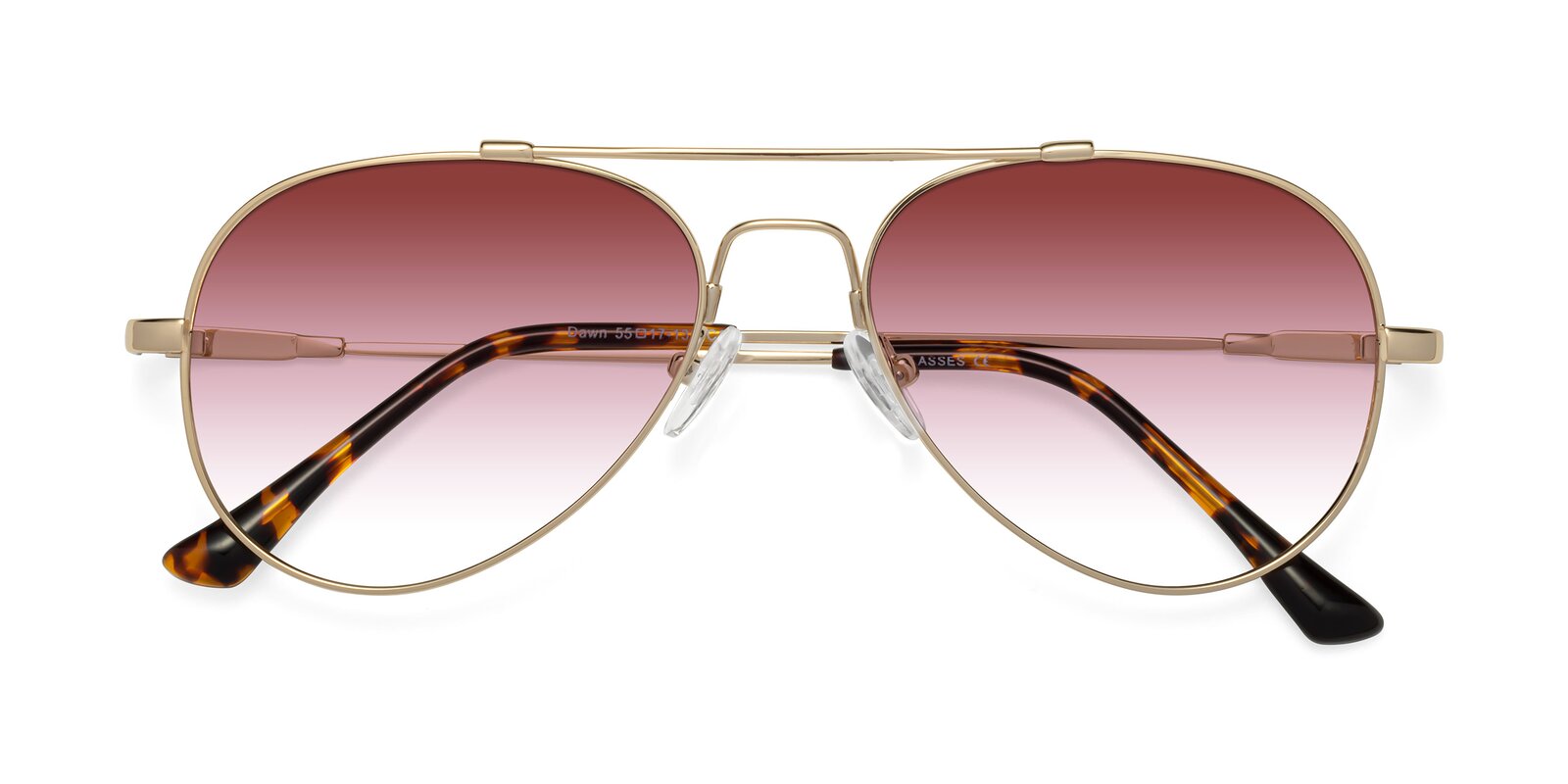 Gold Lightweight Flexible Aviator Gradient Sunglasses with Garnet ...