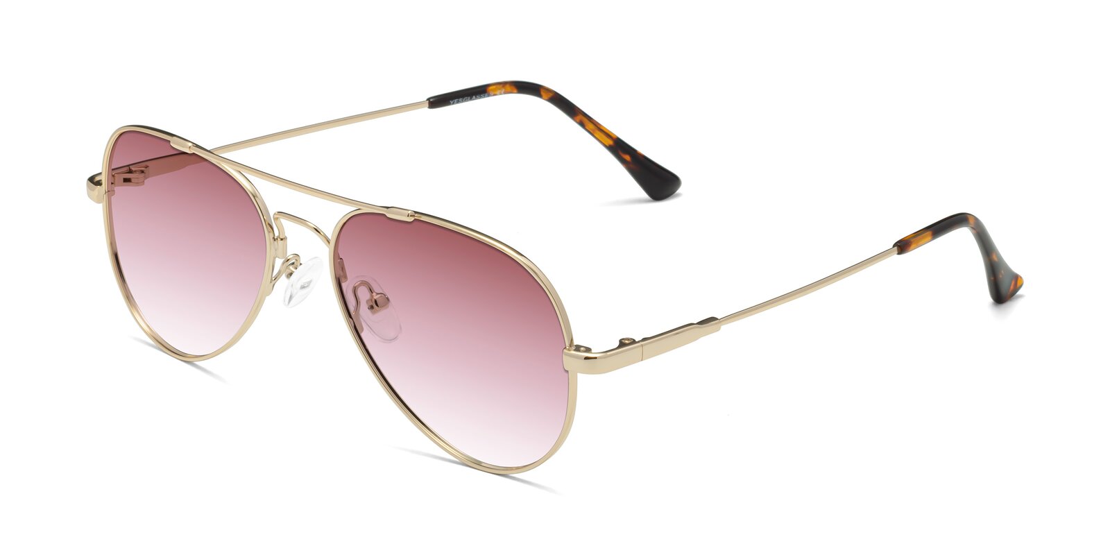 Gold Lightweight Flexible Aviator Gradient Sunglasses with Garnet ...