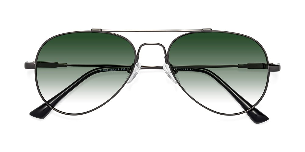 Gunmetal Lightweight Flexible Aviator Gradient Sunglasses with Green ...