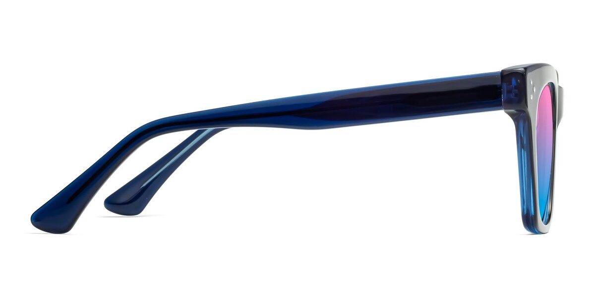 Blue Medium Thick Trapezoid Gradient Sunglasses with Pink / Blue ...