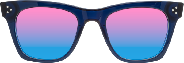 Blue Medium Thick Trapezoid Gradient Sunglasses with Pink / Blue ...