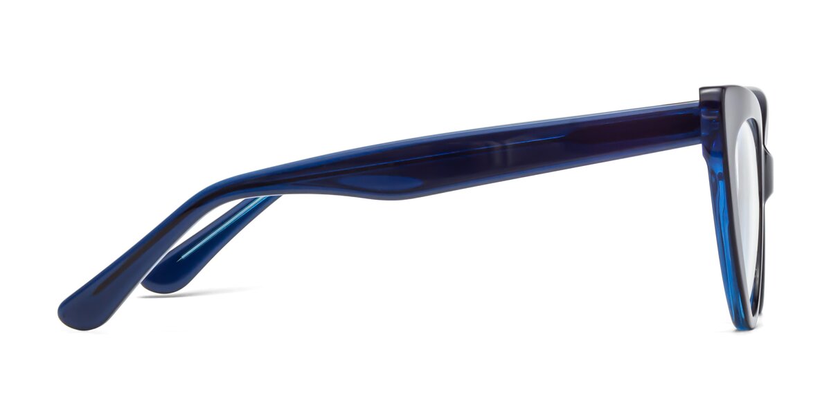Midnight Blue Retro-Vintage Acetate Cat-Eye Blue Light Glasses - Tiesi