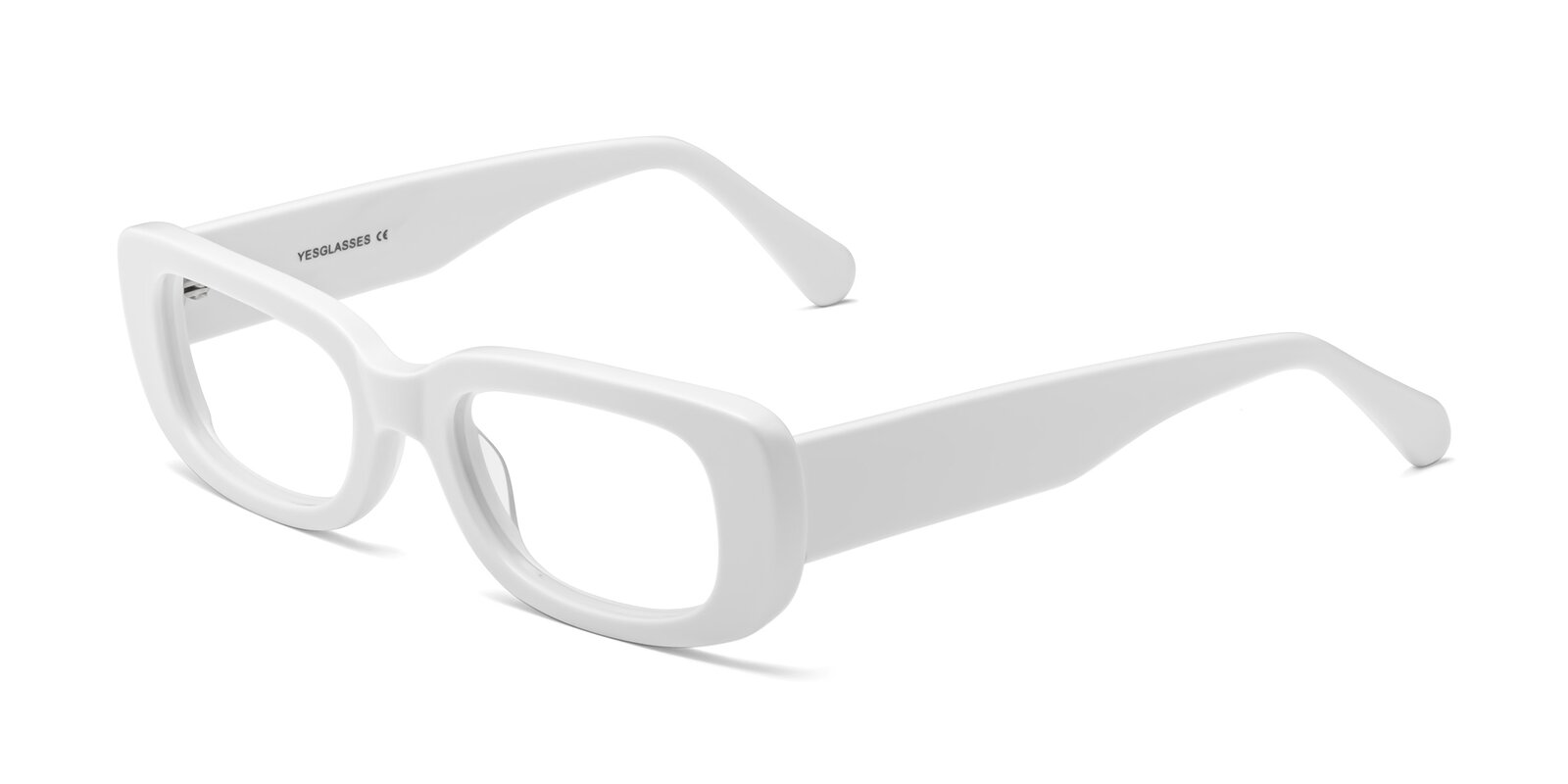 White Horn-Rimmed Hipster Rectangle Eyeglasses - Couch