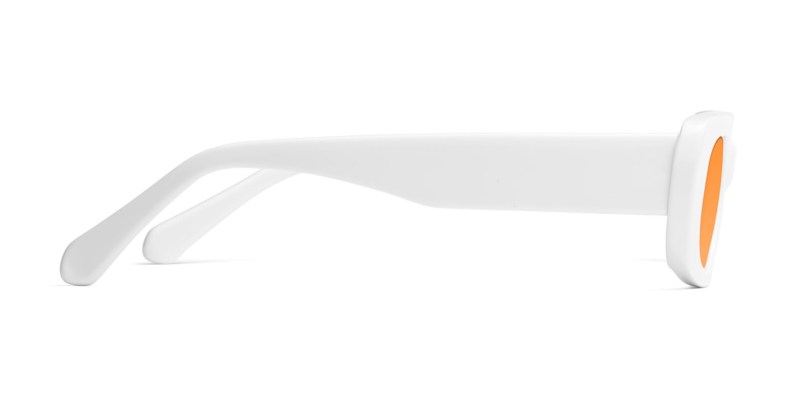 White Thick Hipster Rectangle Tinted Sunglasses with Orange Sunwear ...