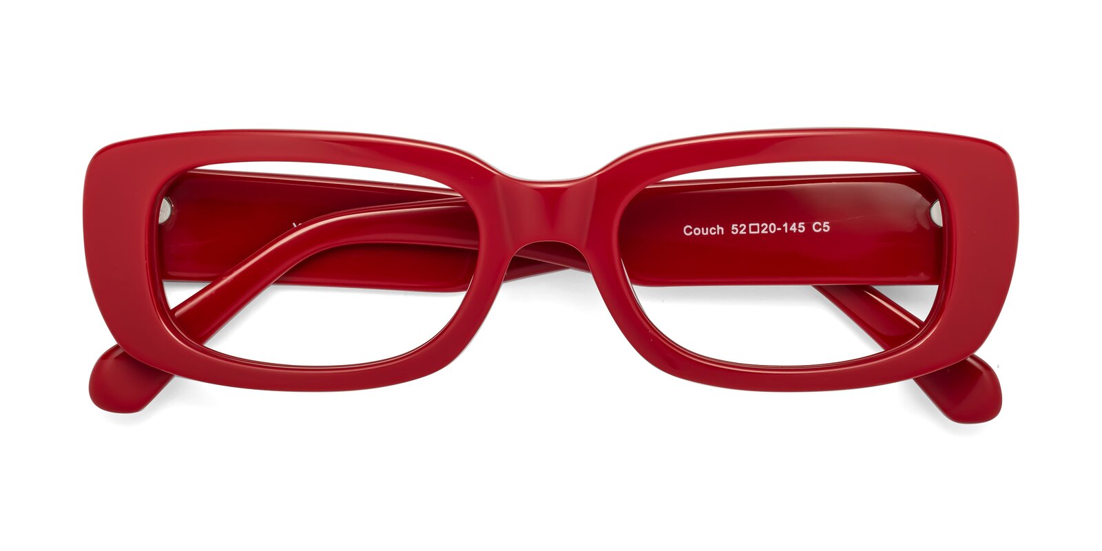 Red Thick Hipster Rectangle Eyeglasses - Couch