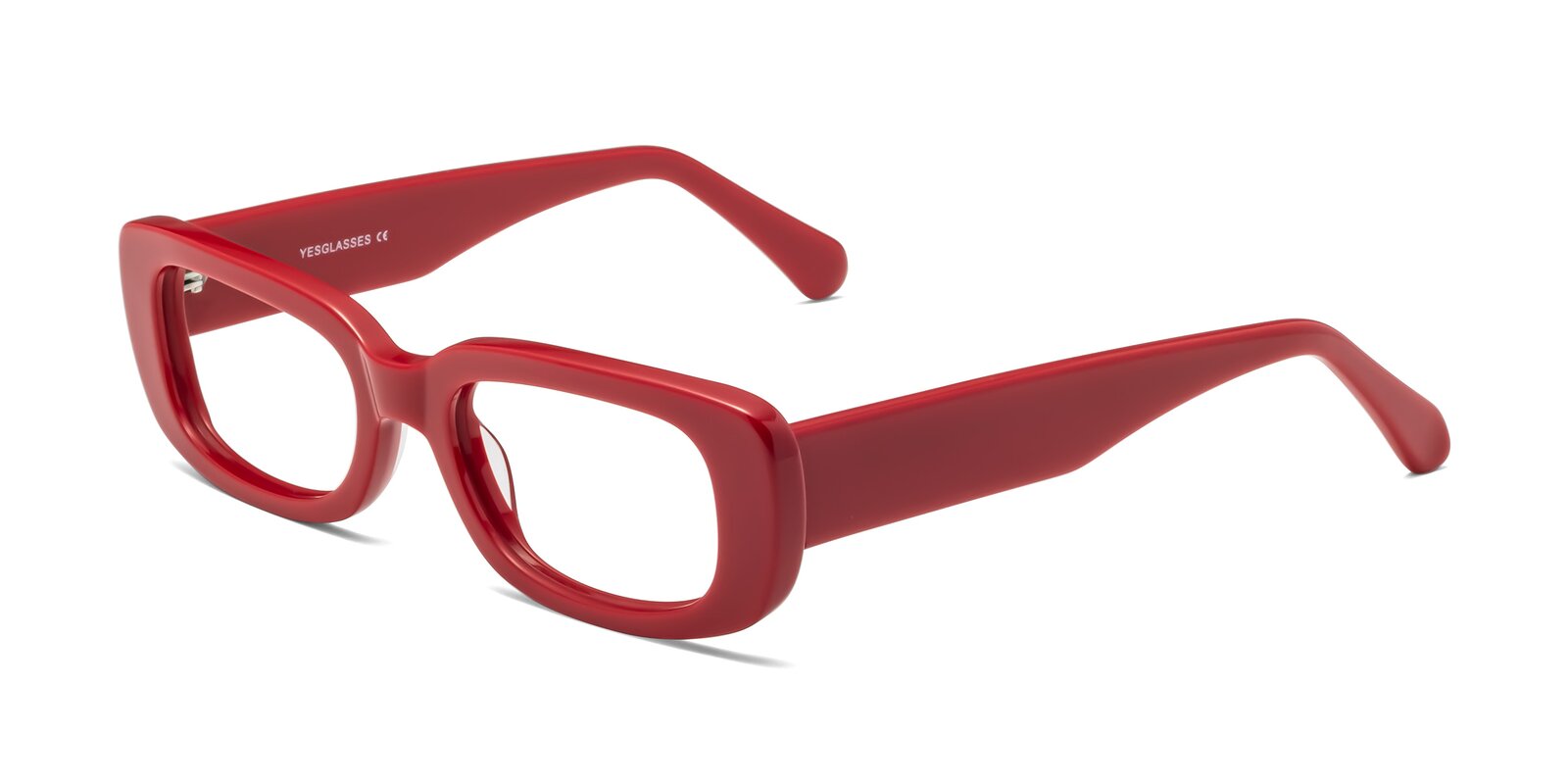 Red Thick Hipster Rectangle Eyeglasses - Couch