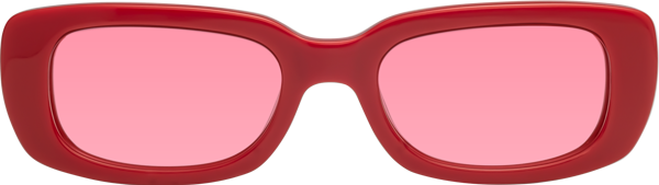 Red Thick Hipster Rectangle Tinted Sunglasses with Pink Sunwear Lenses ...