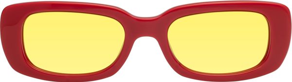 Red Thick Hipster Rectangle Tinted Sunglasses with Medium Yellow ...
