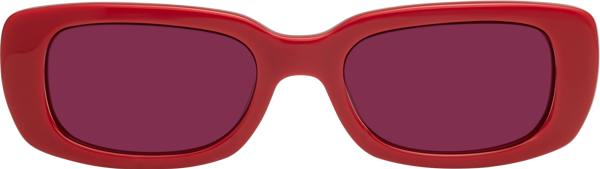 Red Thick Hipster Rectangle Tinted Sunglasses with Wine Sunwear Lenses ...