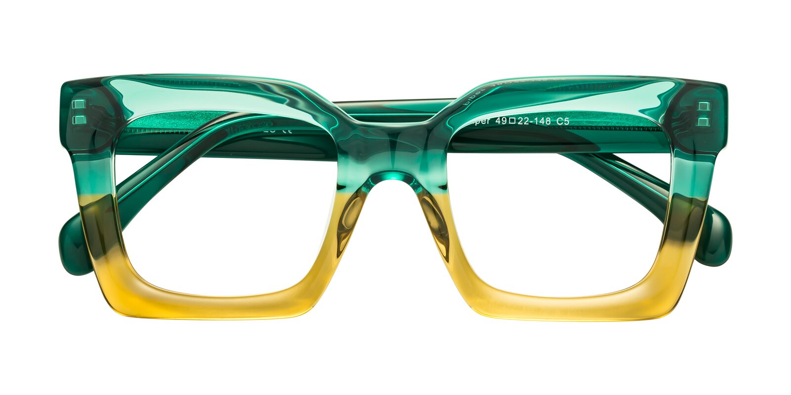 Green/Champagne Oversized Thick Square Eyeglasses - Piper