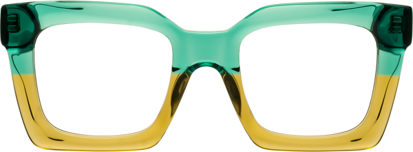 Green/Champagne Oversized Thick Square Eyeglasses - Piper