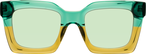 Green/Champagne Oversized Thick Square Tinted Sunglasses with Light ...