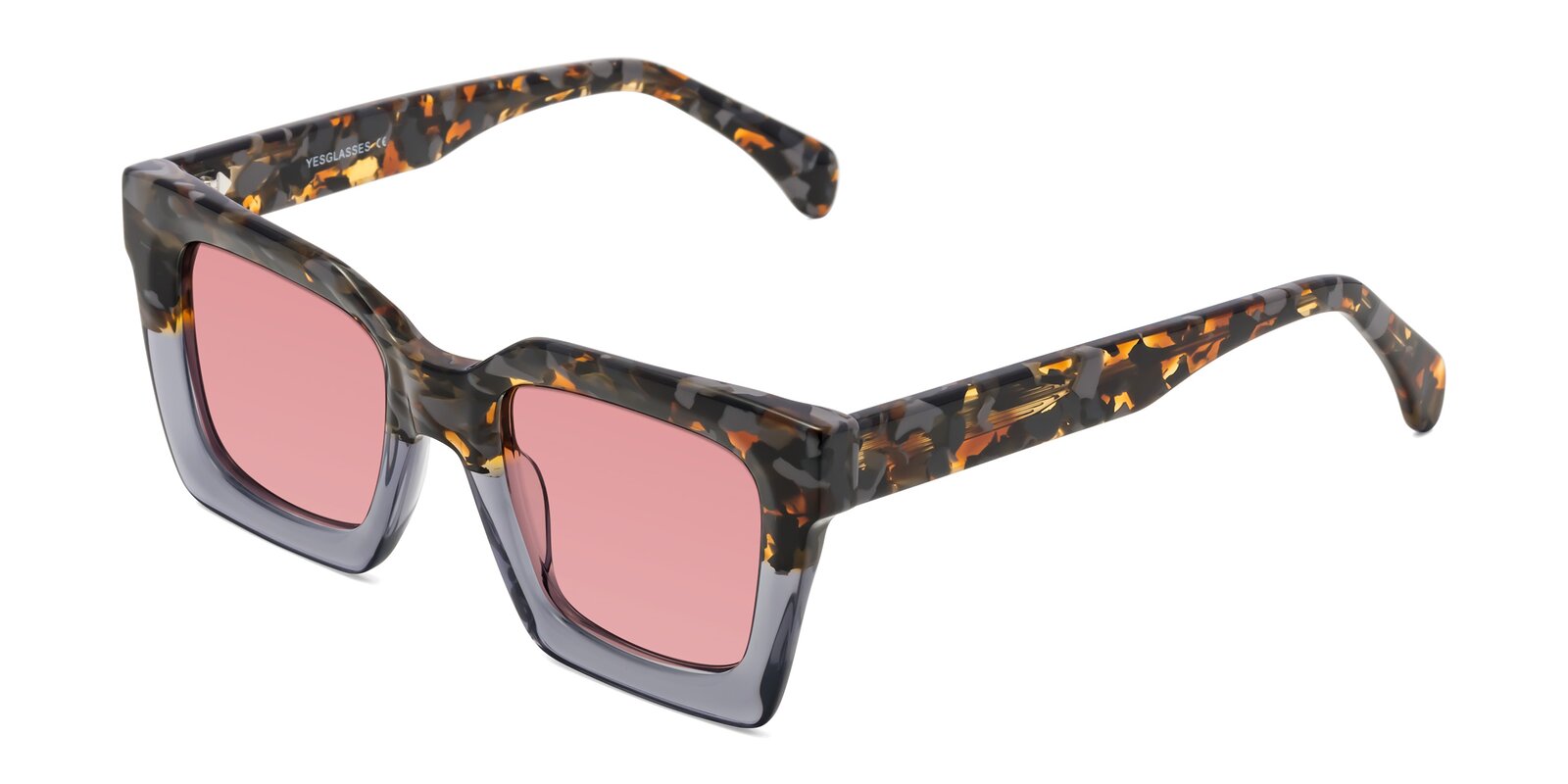 Floral/Livid Oversized Thick Square Tinted Sunglasses with Medium ...