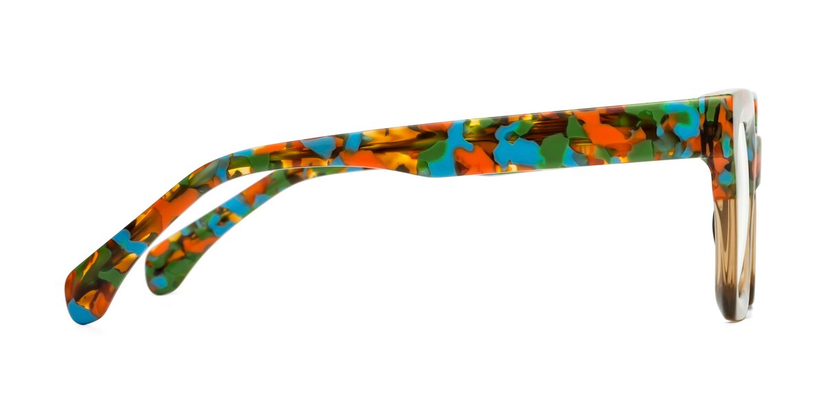 Floral/Amber Oversized Thick Square Eyeglasses - Piper