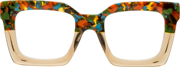 Floral/Amber Oversized Thick Square Eyeglasses - Piper