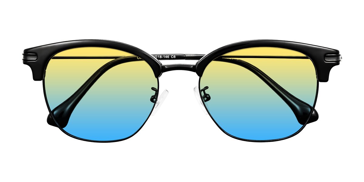 Black Browline Retro-Vintage Lightweight Gradient Sunglasses with ...