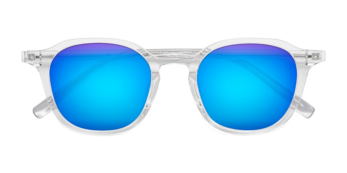 Coffee Wide Retro-Vintage Round Mirrored Sunglasses with Red Gold ...