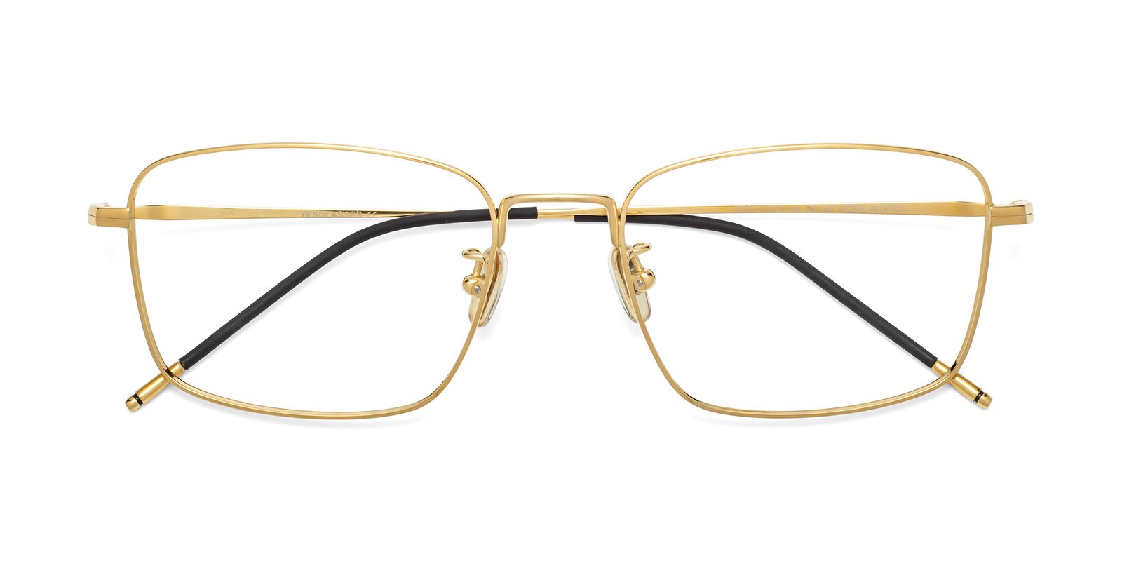 Gold Wide Classic Rectangle Eyeglasses - 80052