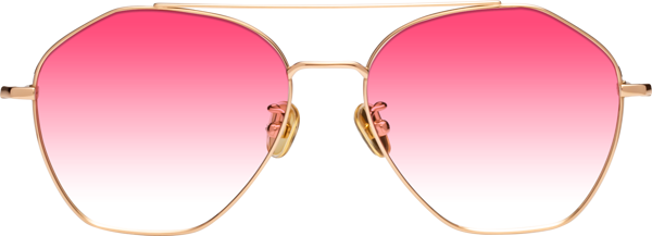 Rose Gold Titanium Geometric Aviator Gradient Sunglasses with Pink ...