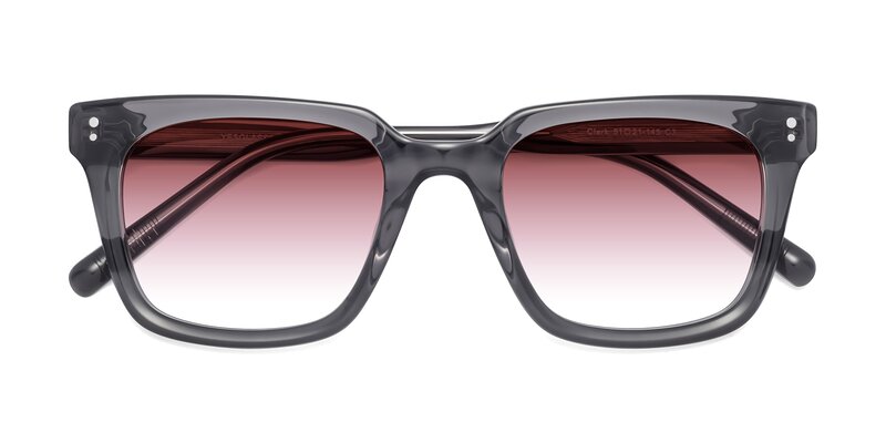 Gray Medium Acetate Square Gradient Sunglasses with Garnet Sunwear ...