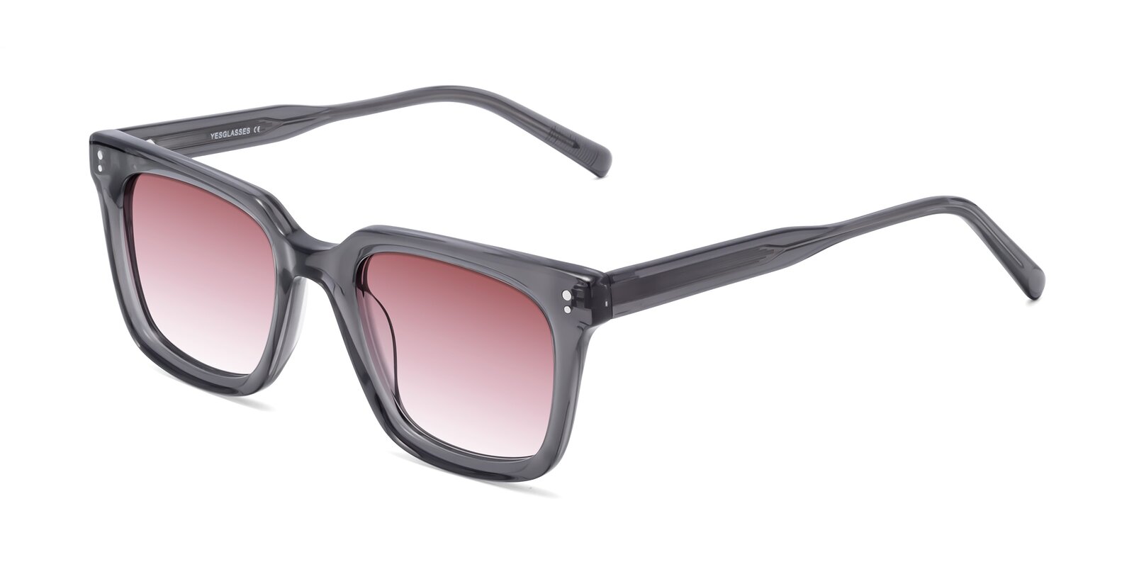 Gray Medium Acetate Square Gradient Sunglasses with Garnet Sunwear ...