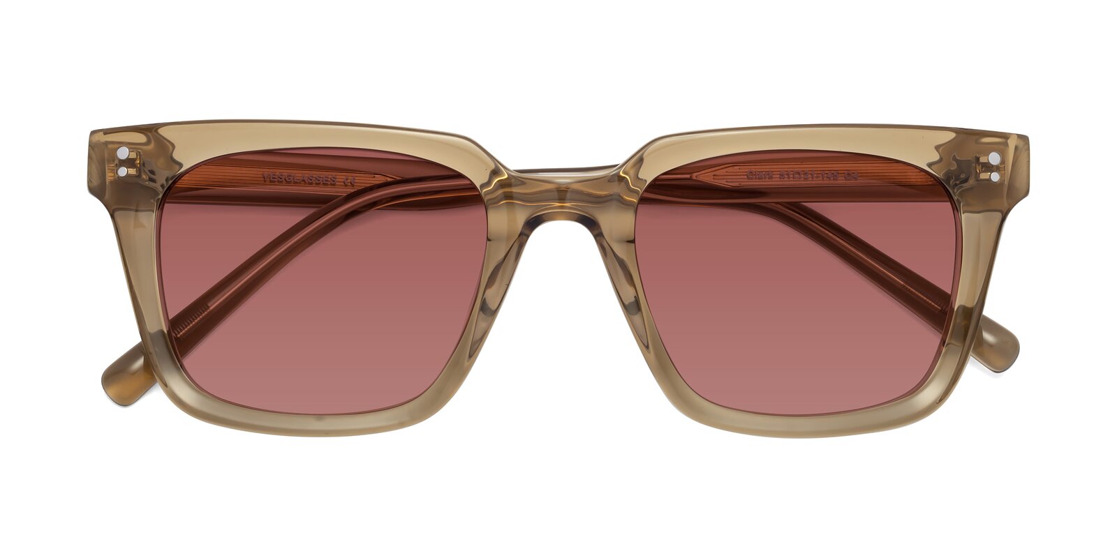 Tan Medium Acetate Square Tinted Sunglasses with Garnet Sunwear Lenses ...