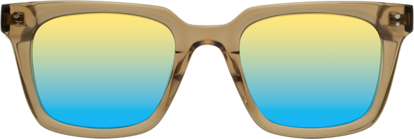Tan Medium Acetate Square Gradient Sunglasses with Yellow / Blue ...