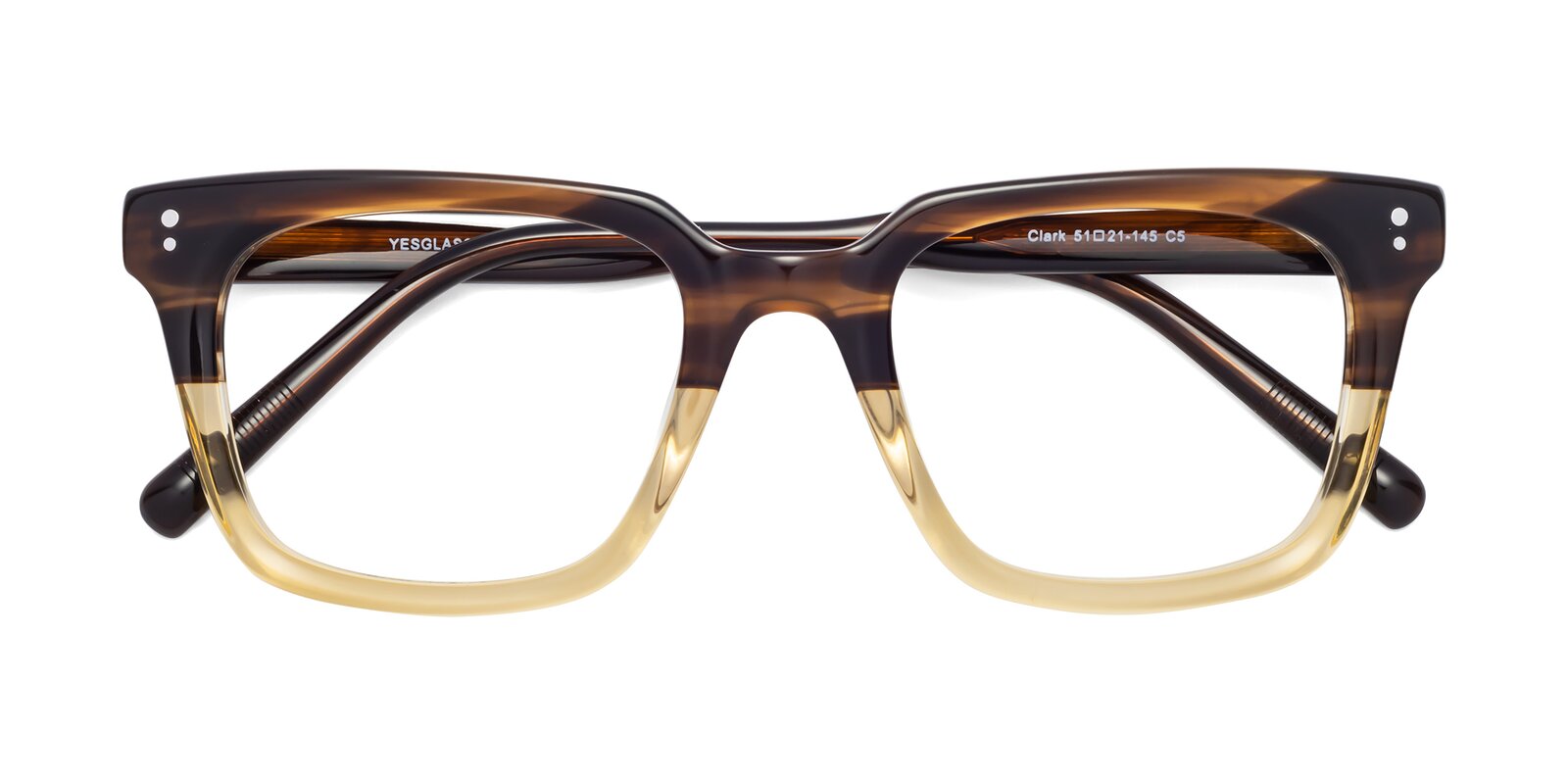 Brown/Oak Medium Acetate Square Blue Light Glasses - Clark