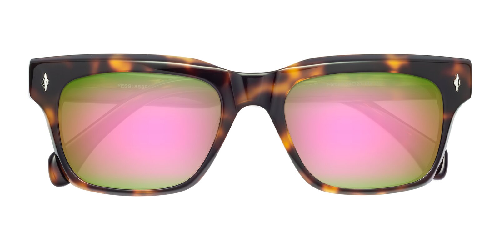 Tortoise Medium Acetate Trapezoid Mirrored Sunglasses with Pink Sunwear ...