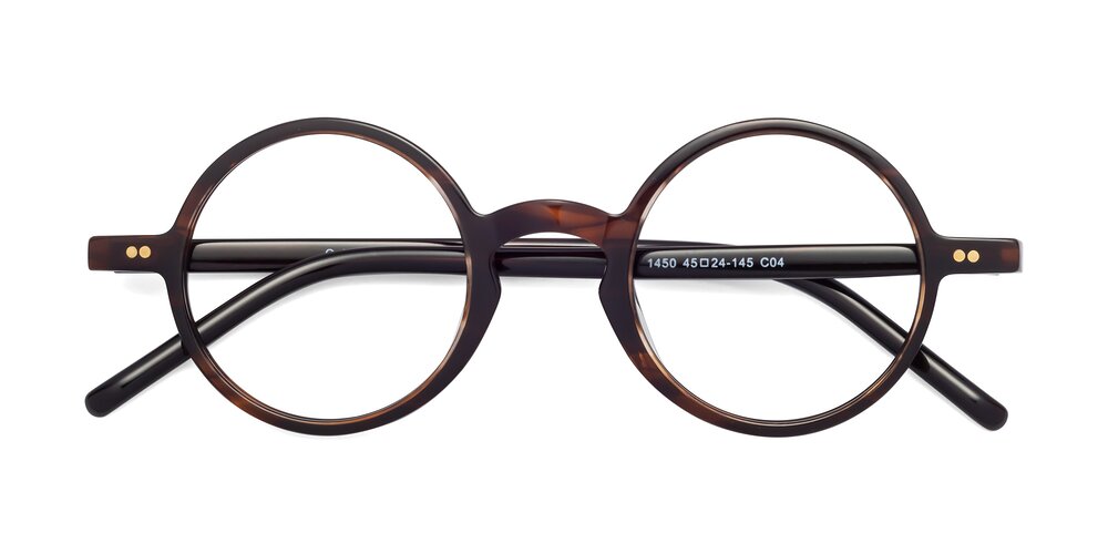 Tortoise Retro-Vintage Keyhole Bridge Round Eyeglasses - Pine