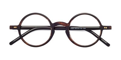 Tortoise Retro-Vintage Keyhole Bridge Round Eyeglasses - Pine