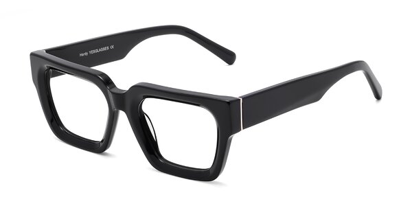 Black Hipster Acetate Square Eyeglasses - Hardy
