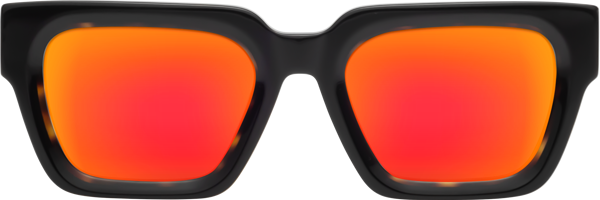 Black Wide Acetate Trapezoid Mirrored Sunglasses with Silver Sunwear ...