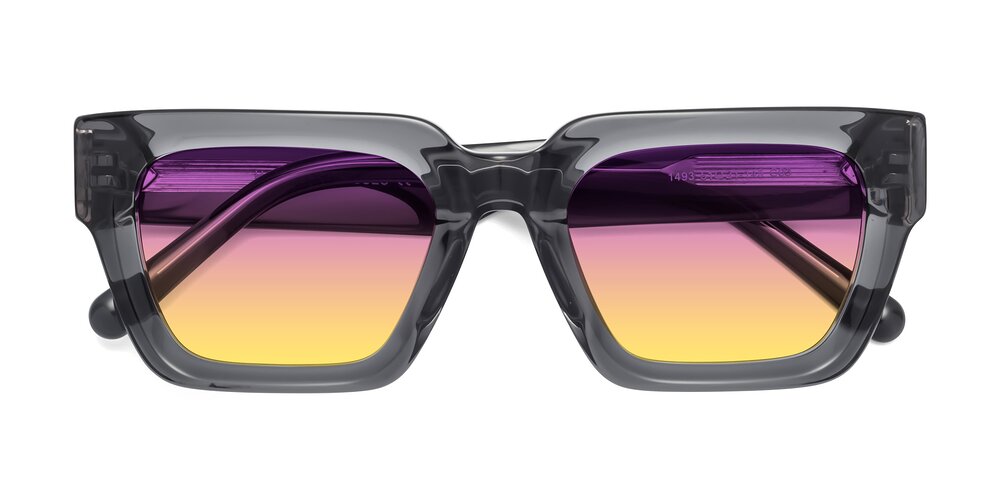 Translucent Gray Hipster Acetate Square Gradient Sunglasses with Purple ...