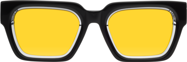 Black/Clear Hipster Acetate Square Gradient Sunglasses with Yellow ...
