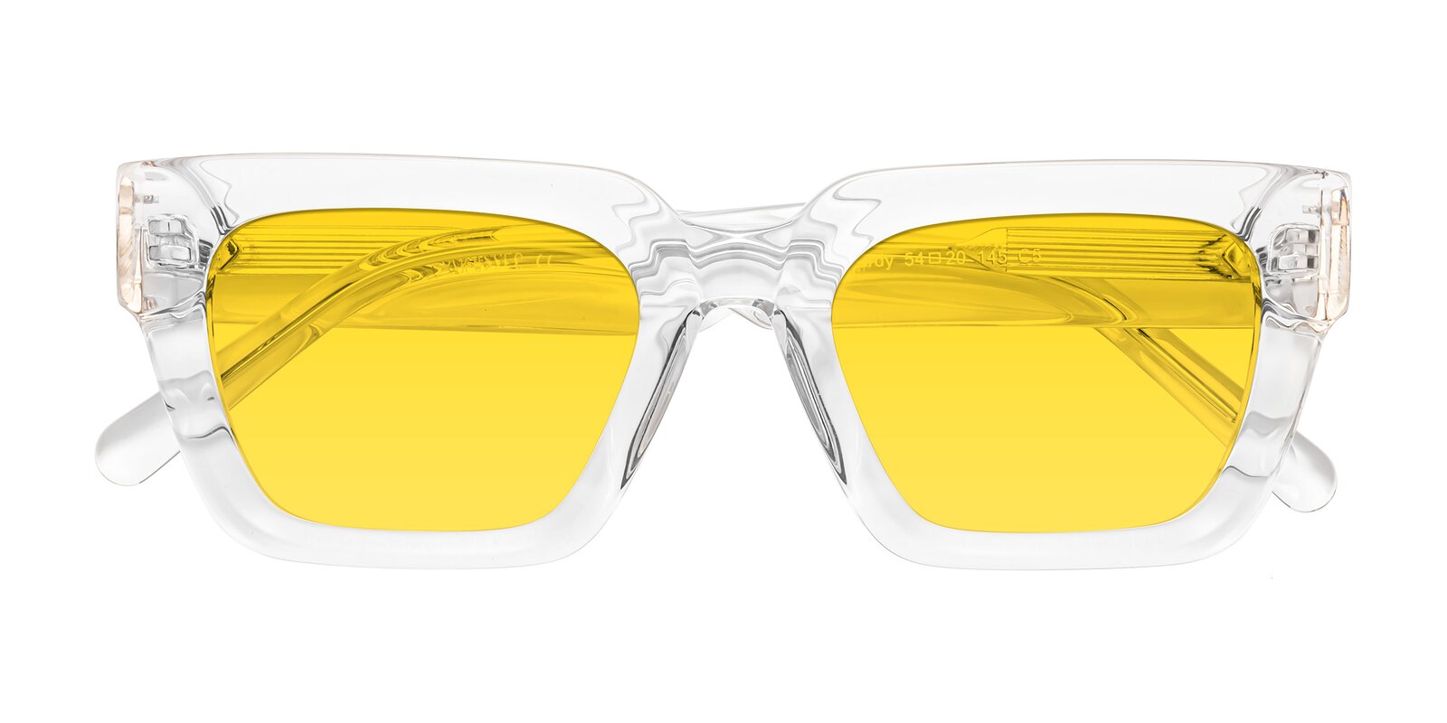 Clear Hipster Acetate Square Tinted Sunglasses with Yellow Sunwear ...