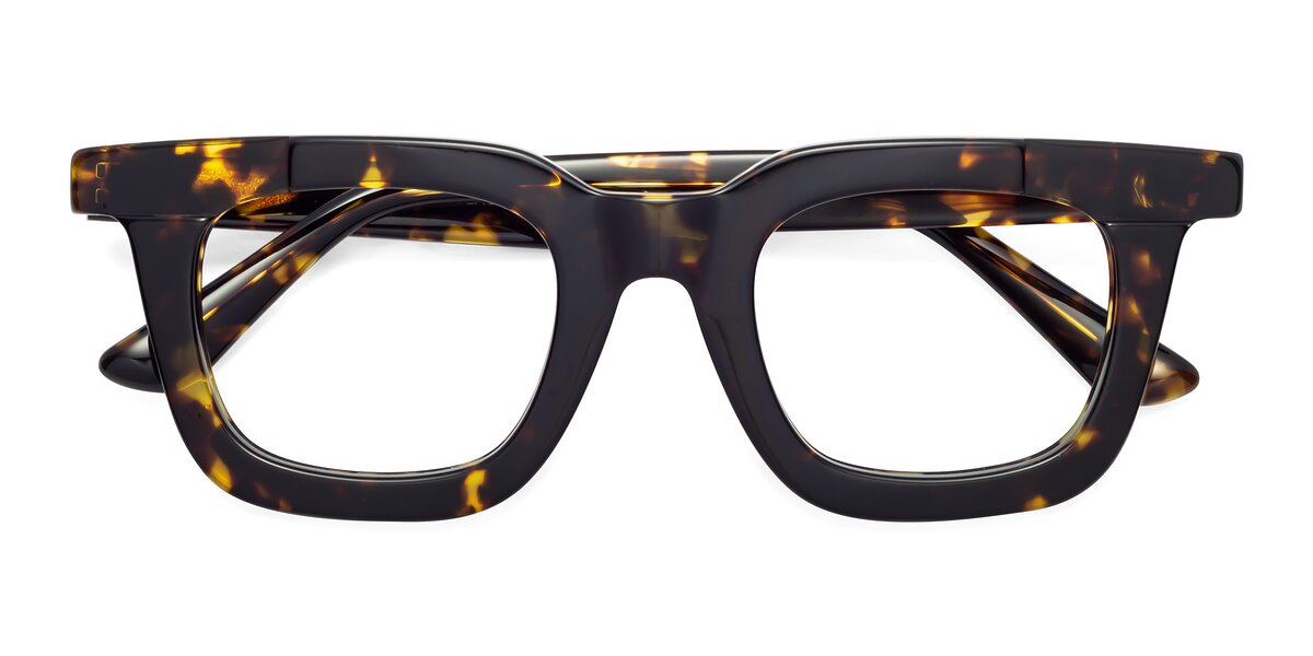 Brown-Oak Wide Acetate Square Eyeglasses - Clark