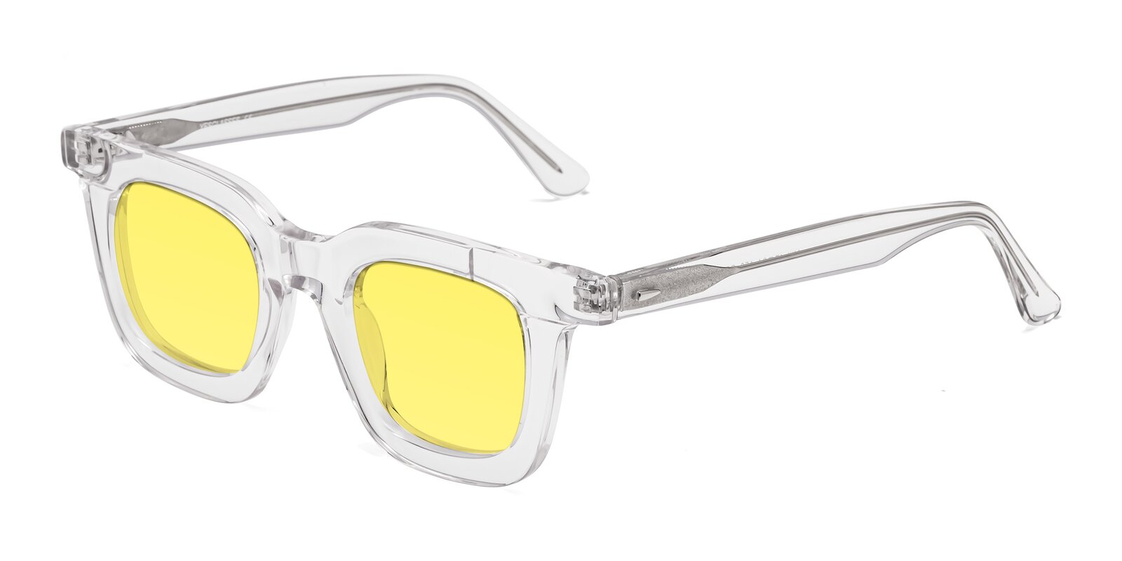 Clear Hipster Thick Square Tinted Sunglasses with Medium Yellow Sunwear ...