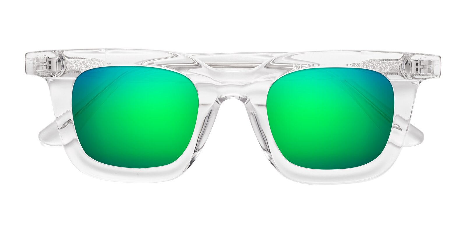 Clear Hipster Thick Square Mirrored Sunglasses with Green Sunwear ...